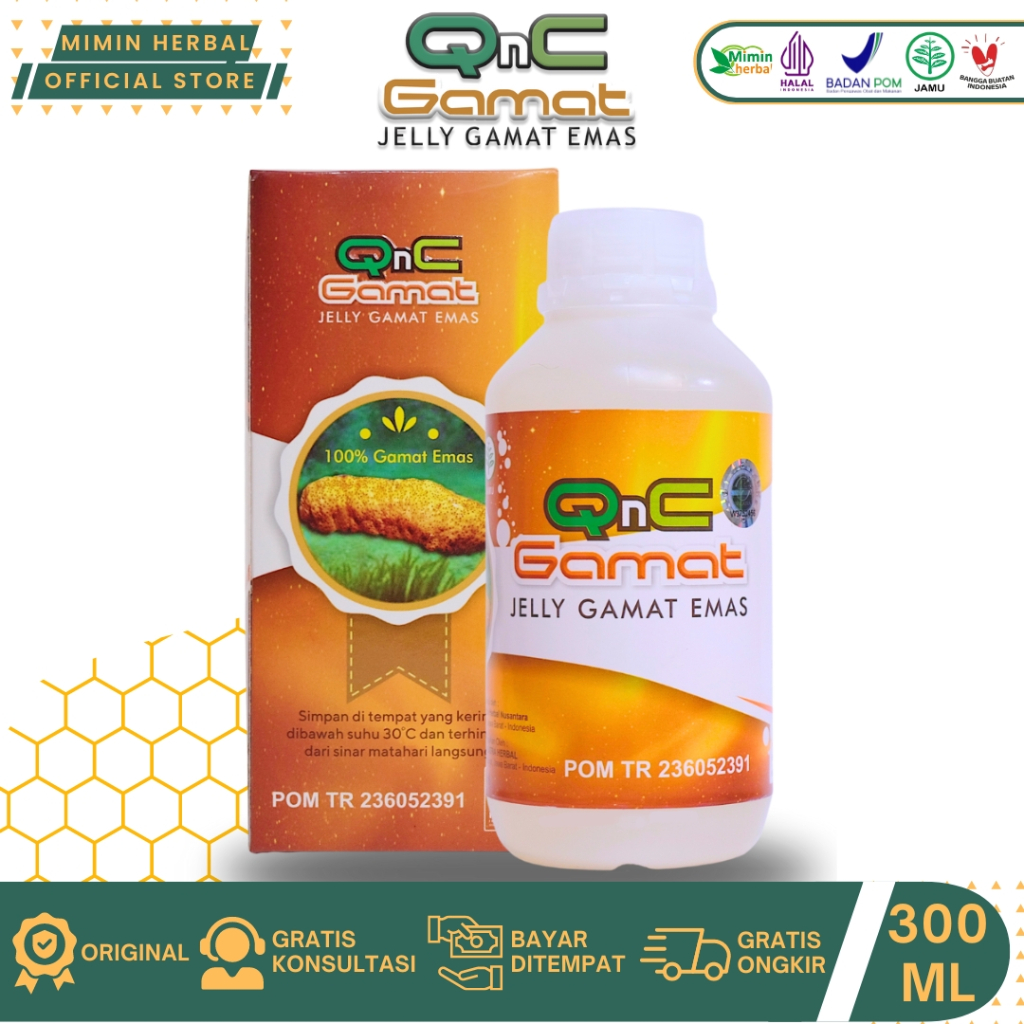 Jual QnC Jelly Gamat Original Ekstrak Teripang Gamat Emas BPOM 300ml ...