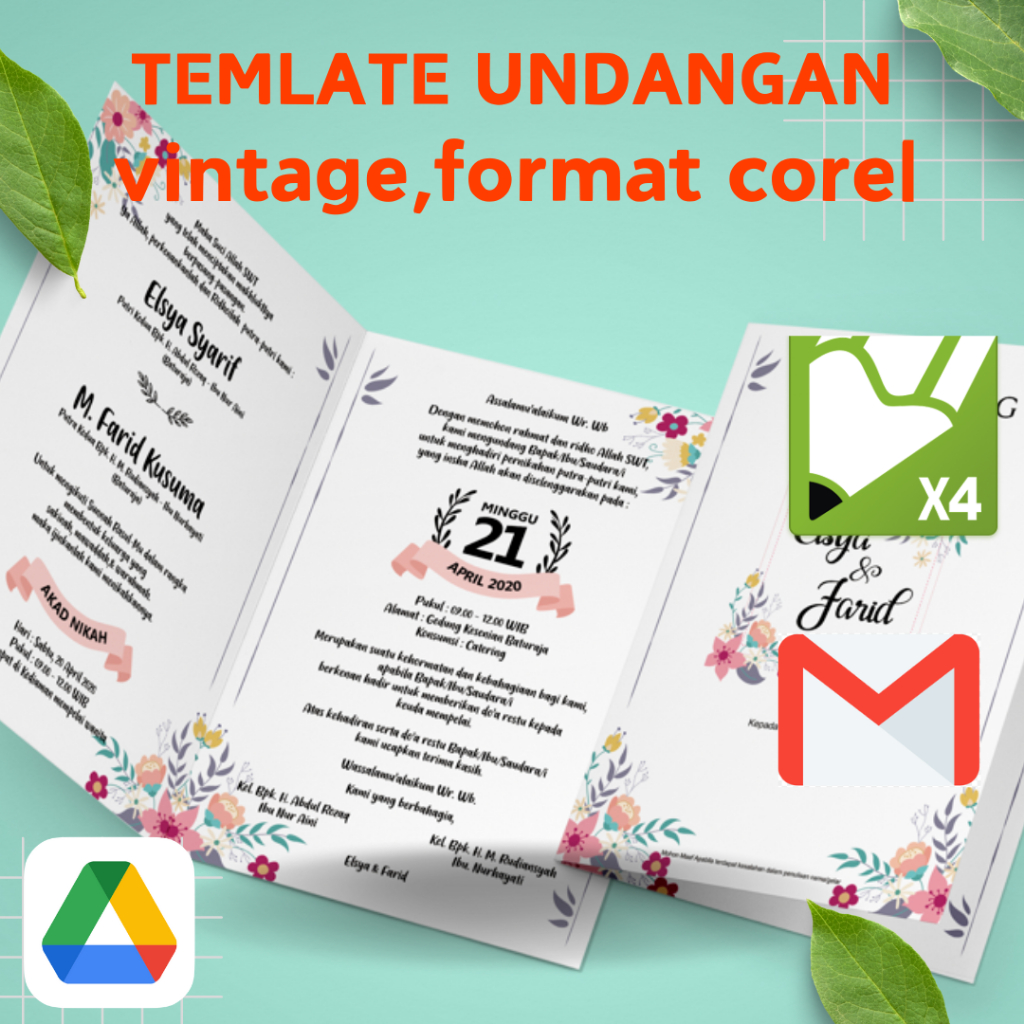 Jual 80 DESAIN UNDANGAN PERNIKAHAN VINTAGE COREL,TINGGAL EDIT | Shopee ...