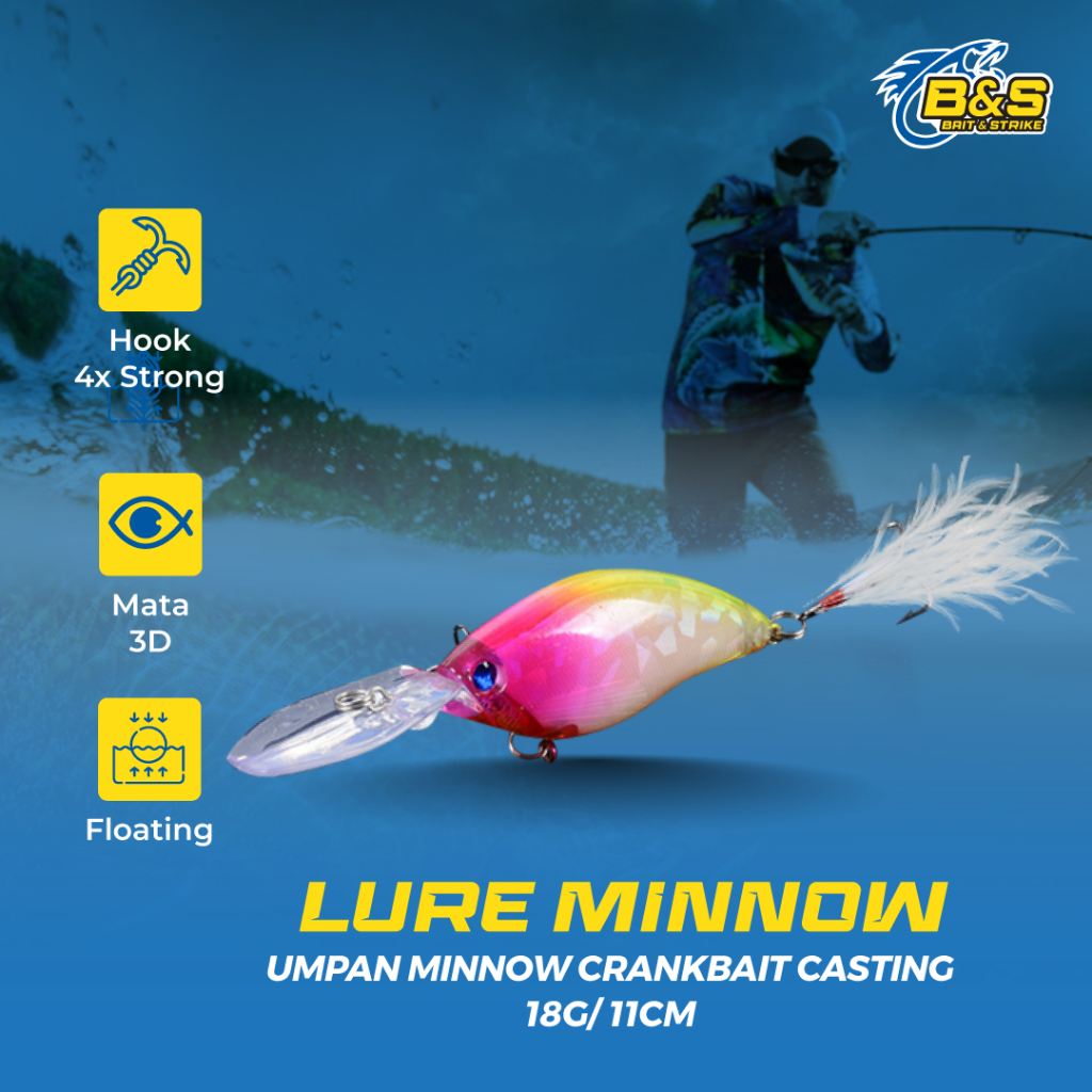 Jual Umpan Minnow Crankbait 18g/11cm umpan casting lure crankbait MN106 ...