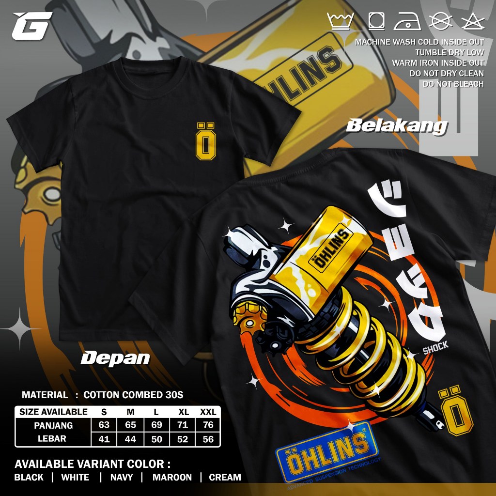 Jual Kaos Racing Ohlins Shockbreaker Baju Distro Motor Herex Honda Gank CB GL MP Tshirt Otomotif ...