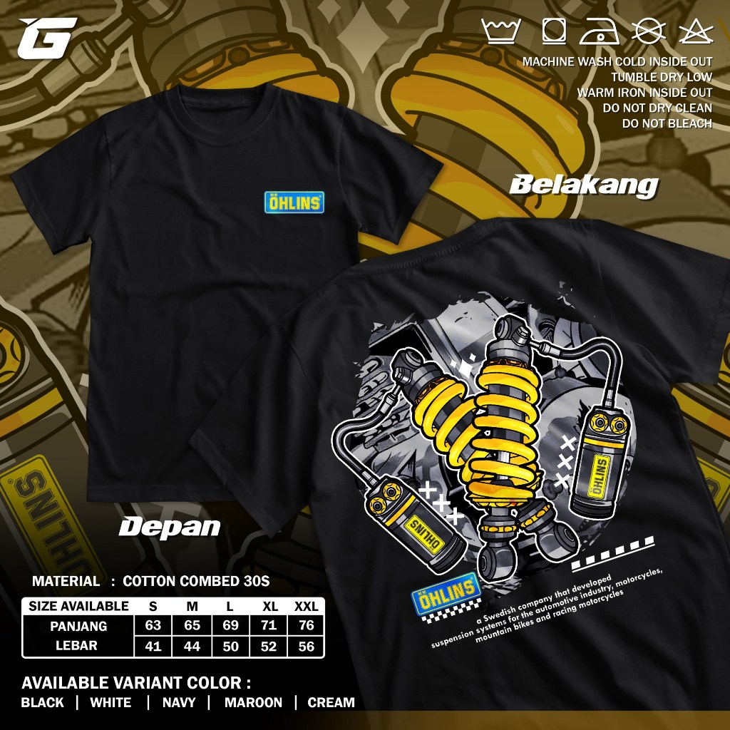 Jual Kaos Racing Ohlins Shockbreaker Baju Distro Motor Herex Honda Gank CB MP GL Tshirt Otomotif ...
