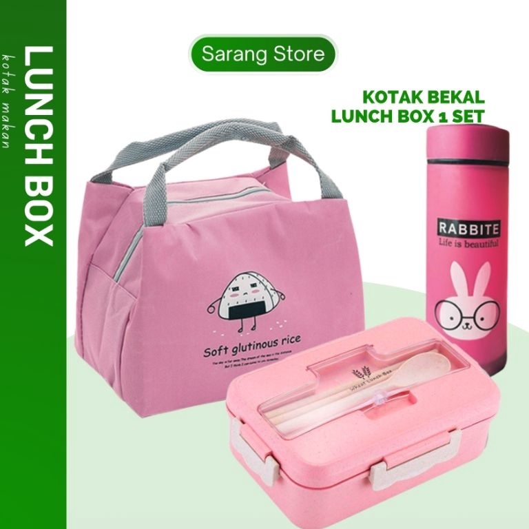 Jual Dijamin Terbaik Lunch Box Kotak Tempat Bekal Makan Anak Sekolah TK SD Aesthetic Anti Tumpah ...