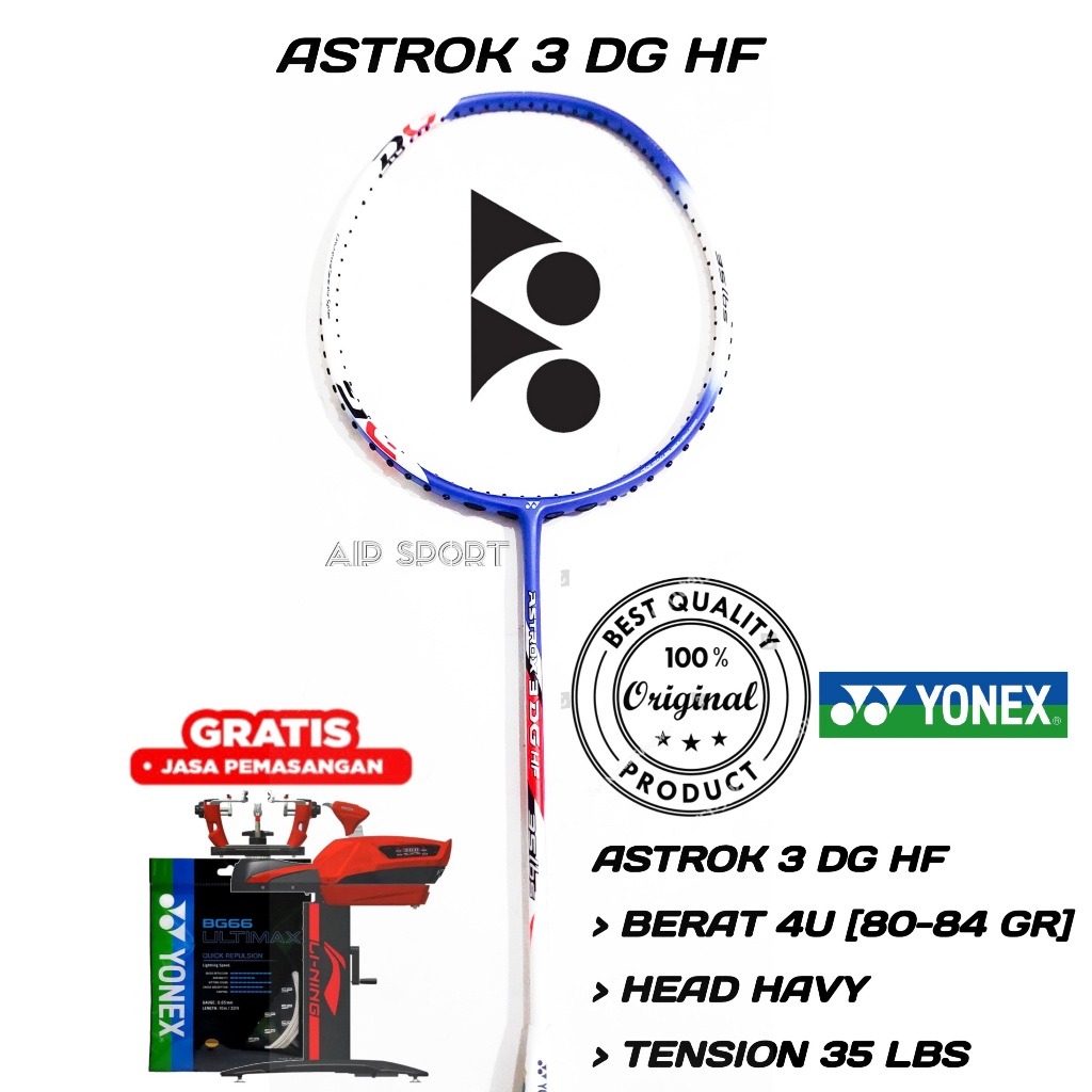Jual Raket Badminton YONEX ASTROK 3 DG HF ST Original | Shopee Indonesia