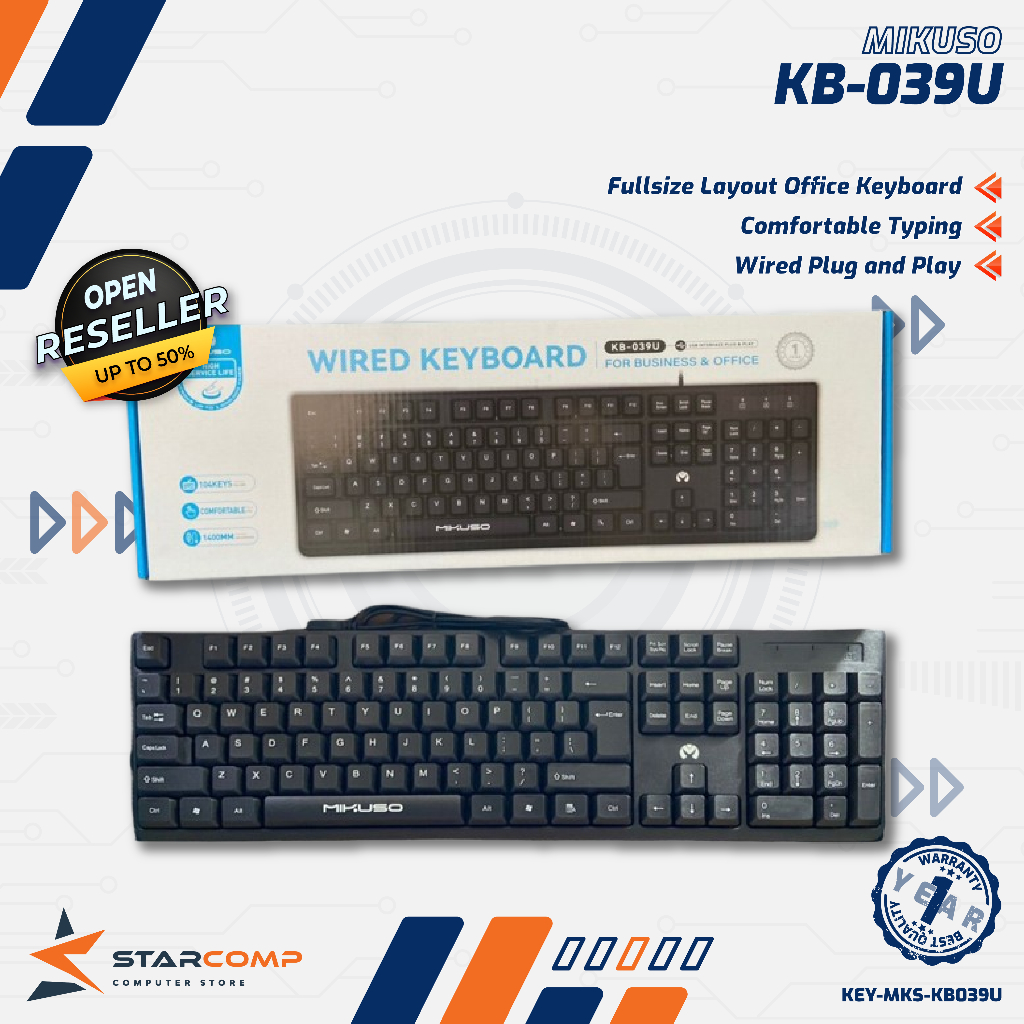 Jual Mikuso KB-039U Keyboard Standar Wired USB For Business Office ...