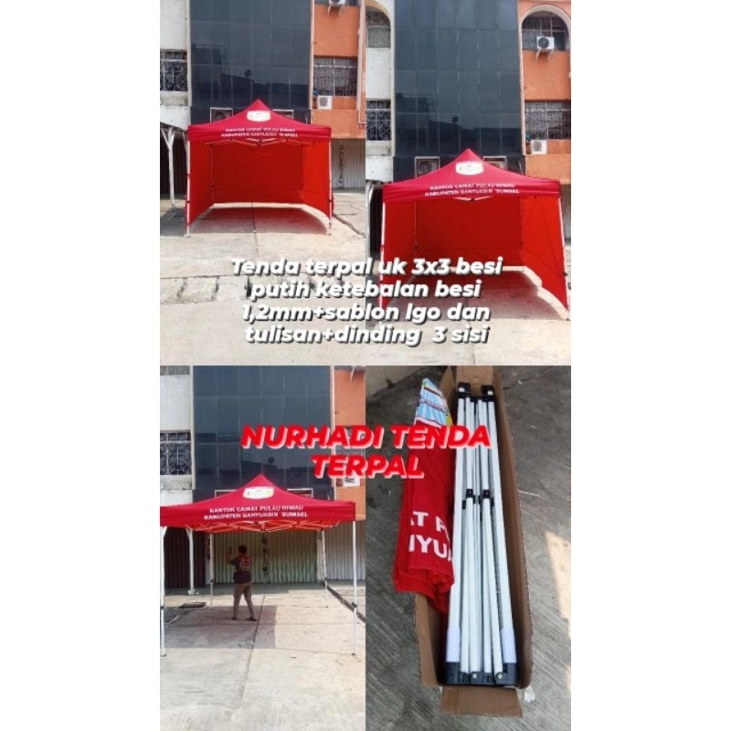 Jual tenda lipat ukuran 3x3 premium besi putih ketbalan besi 1, 2 mm ...