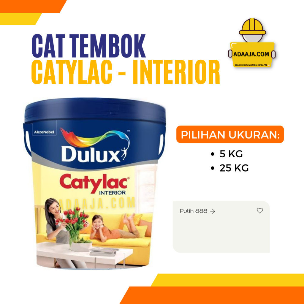 Jual Cat Tembok Interior Catylac Putih 888 (44855) 5 KG / 25 KG - DUlux ...