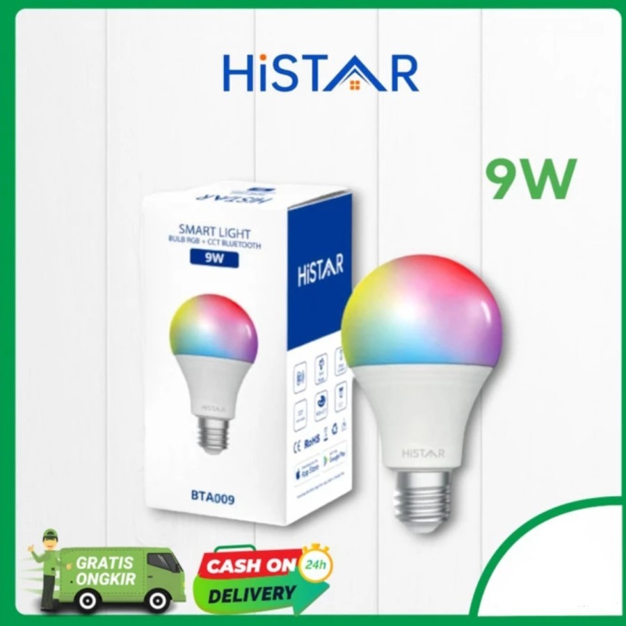 Jual BOHLAM LAMPU LED HISTAR SMART LIGHT BULB RGB + CCT BLUETOOTH 9 ...