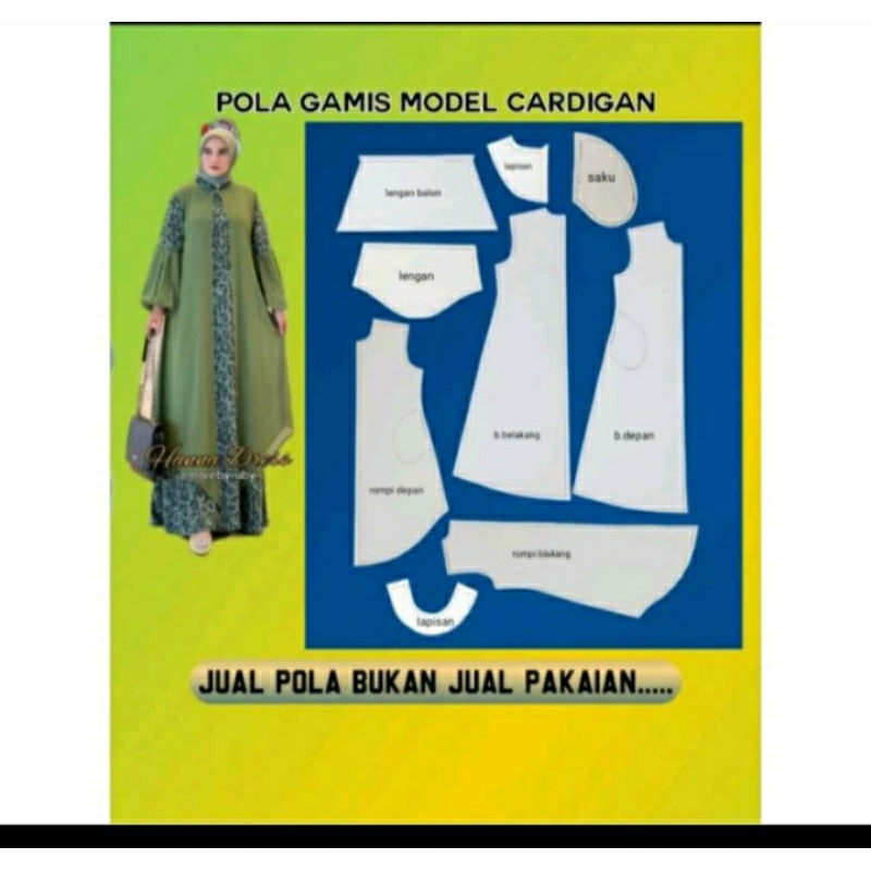 Jual POLA INSTAN GAMIS MODEL CARDIGAN (TINGGAL JIPLAK) | Shopee Indonesia