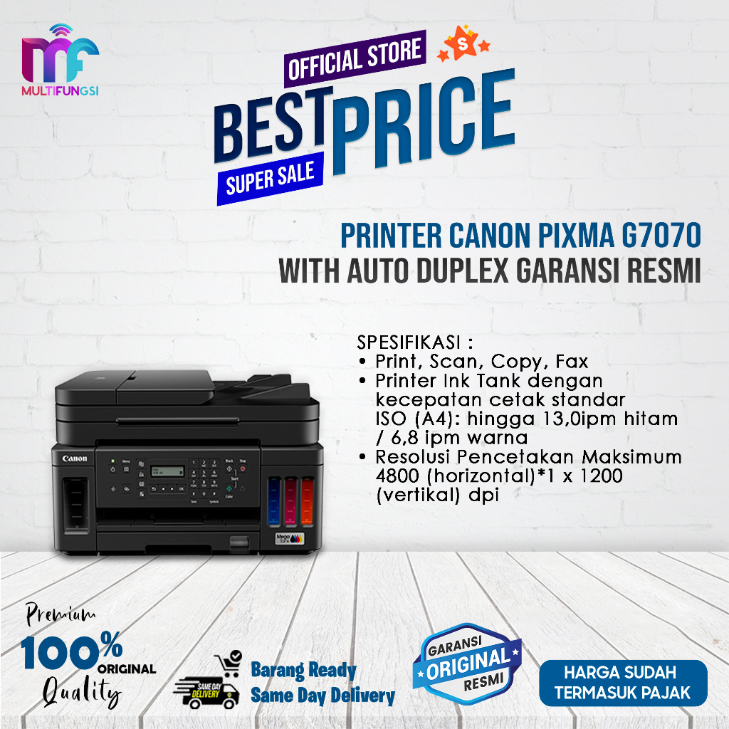 Jual Printer Canon Pixma G7070 with Auto Duplex Garansi Resmi | Shopee ...