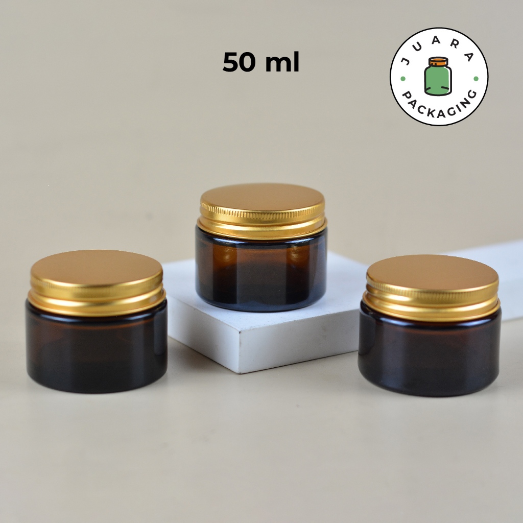 Jual Jar Kaca Amber 50ml dengan Tutup Aluminium Warna Gold – Pot Kaca ...