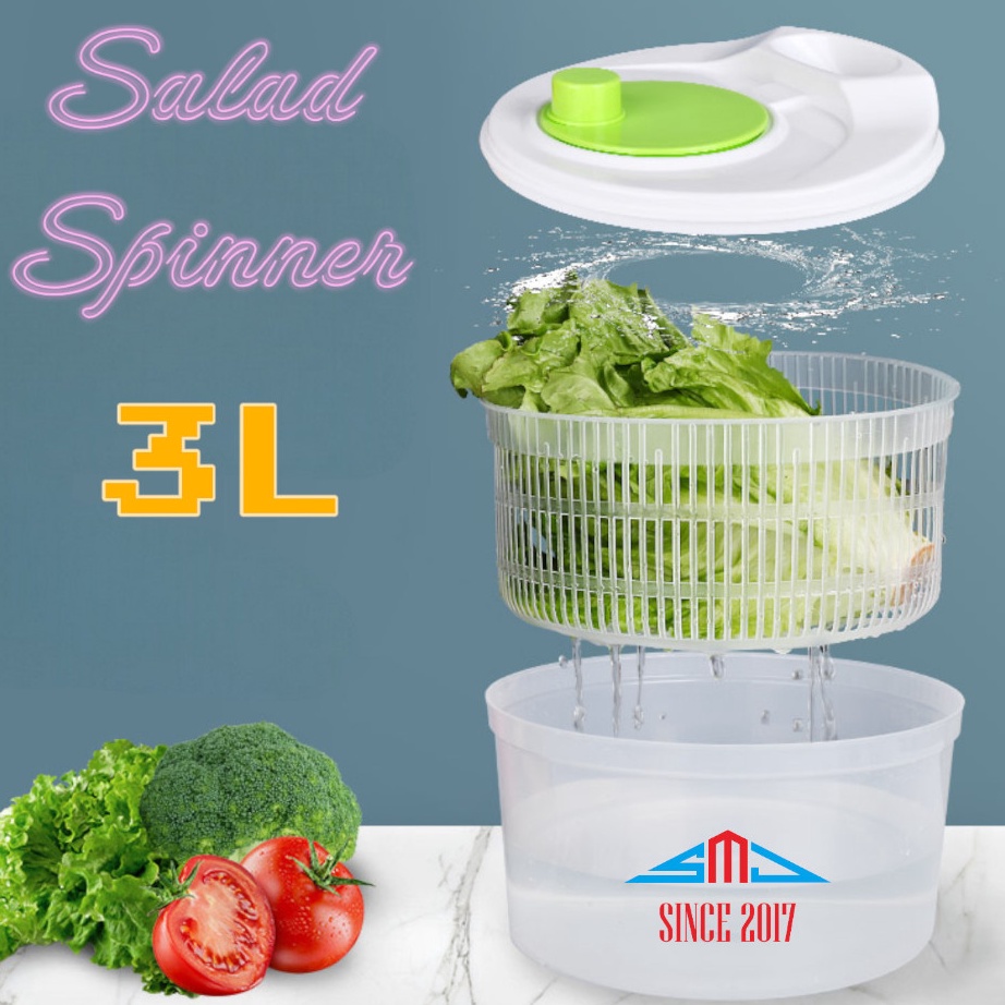 Jual Peniris Pengering Sayuran Putar Salad Sner Bowl 3L Sayur Mixer ...