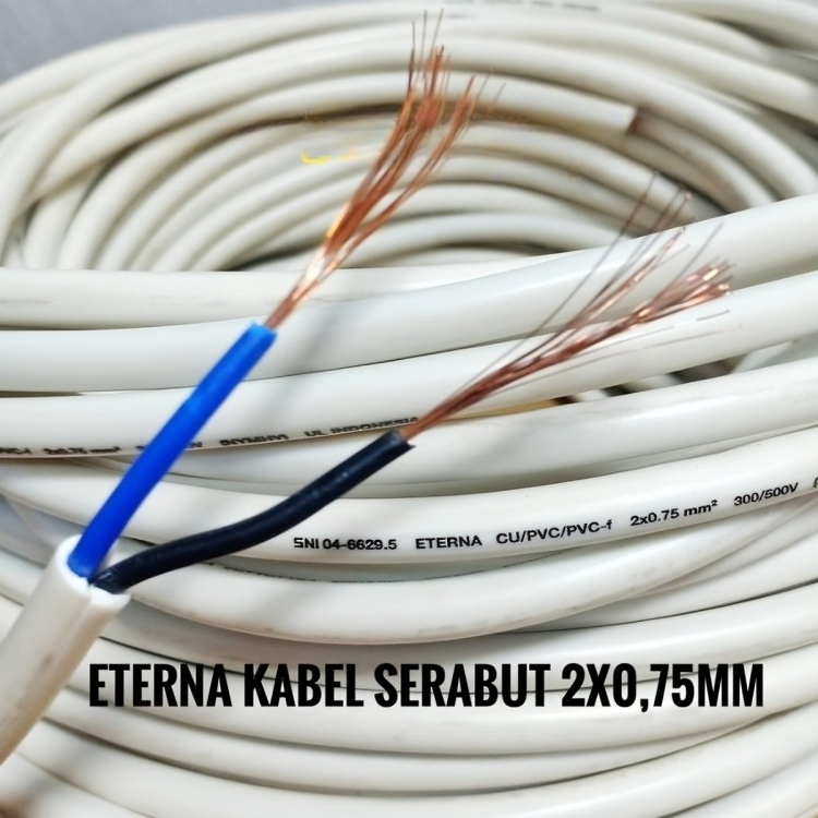 Jual Kabel Eterna NYMHY 2x0,75mm Per Meter / Kabel Eterna Serabut 2x0.75mm Meteran Kabel Serabut ...