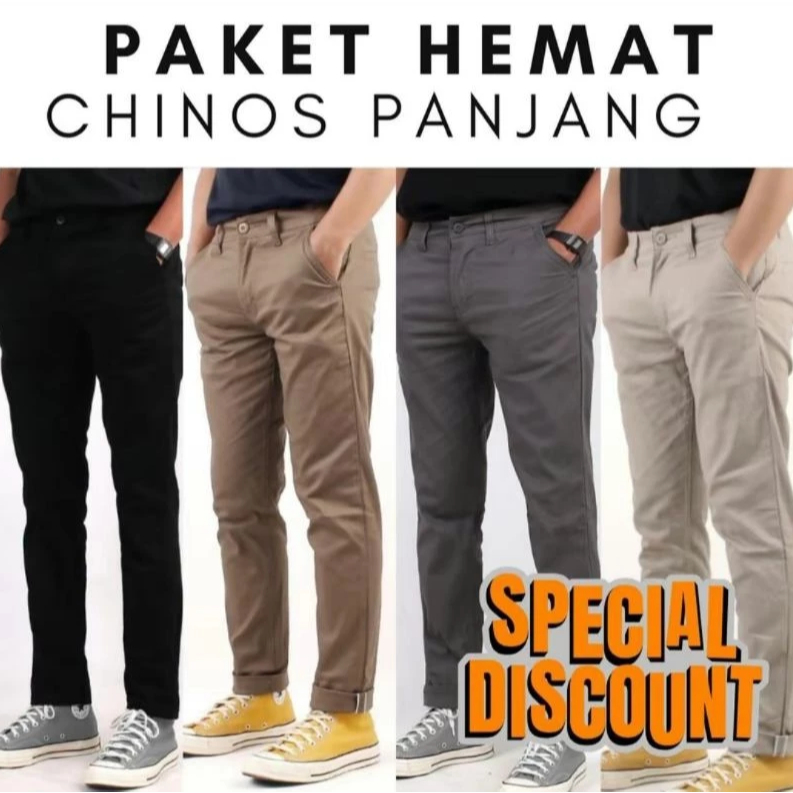 Jual (Bisa COD)PAKET HEMAT !!BELI 1 GRATIS 1 Celana Chinos-chino pria Bahan Twill Streach slim ...