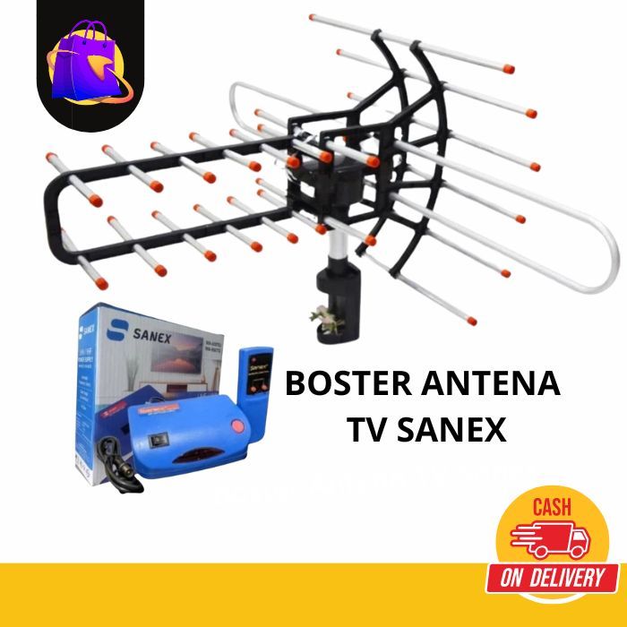 Jual Boster Antena TV Remot Sanex indor outdor digital LED booster tv ...
