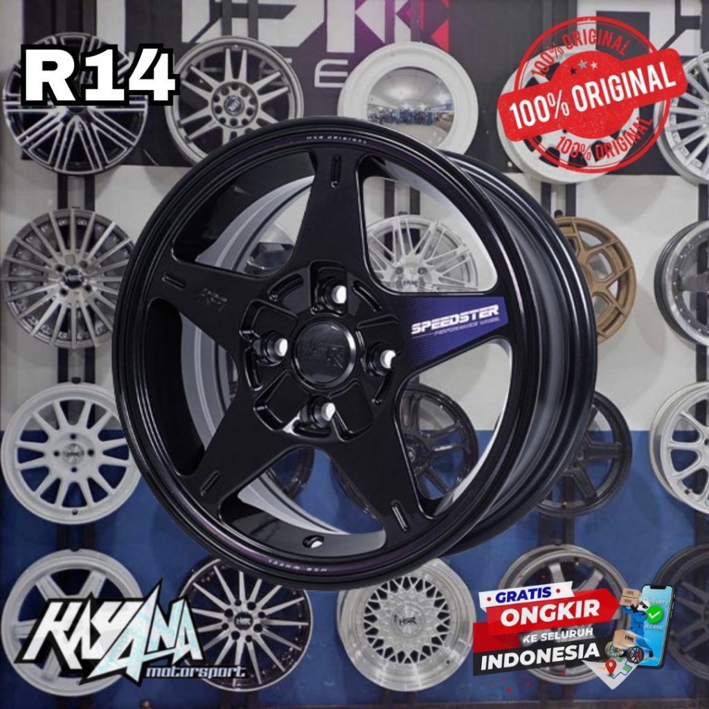 Jual Velg Mobil Murah R14 Brio Agya Sigra Pelek Hsr Speedster Pcd 4x100 Lebar 6 Et 35 Glossy ...