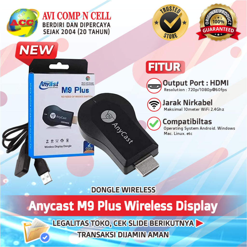 Jual Anycast M9 Plus Wireless Display Dongle HDMI 1080p | Shopee Indonesia