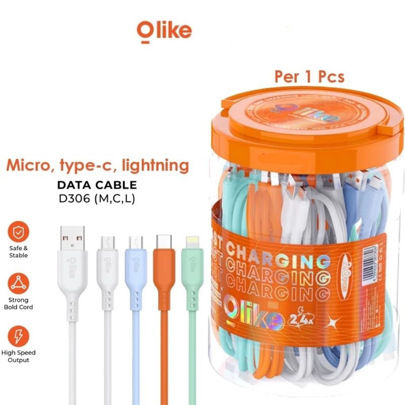 Jual Olike D306 Kabel IPHONE , TYPE-C , MICRO USB Cable Data ORIGINAL ...