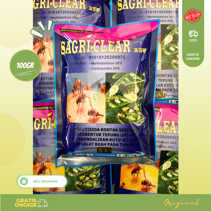 Jual Insektisida Sagri-Clear 30/30WP 100gr pembasmi hama kutu kutuan Lalat buah tungau thrip ...