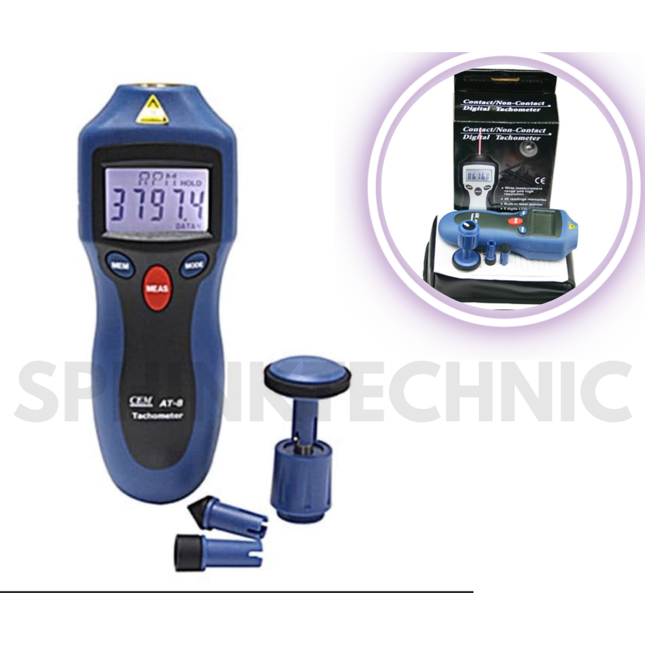 Jual Digital Tachometer CEM AT 8 Contact Non Contact ORIGINAL | Shopee ...