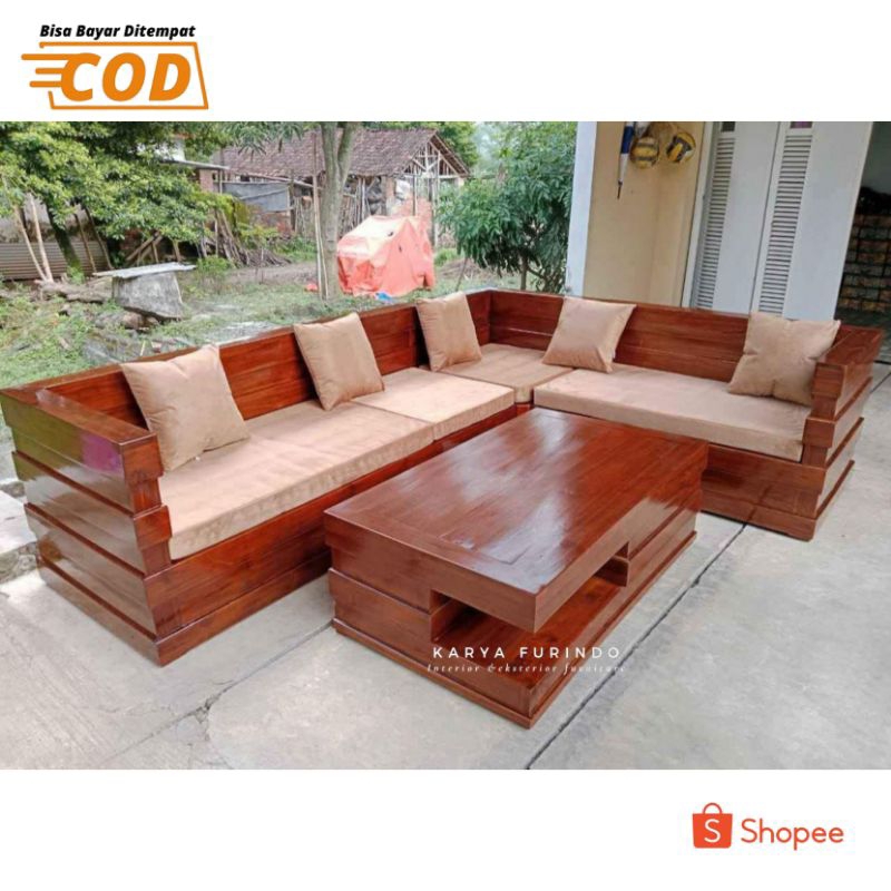 Jual Kursi Tamu Minimalis Box, Kursi Sudut Full Kayu Jati | Shopee ...