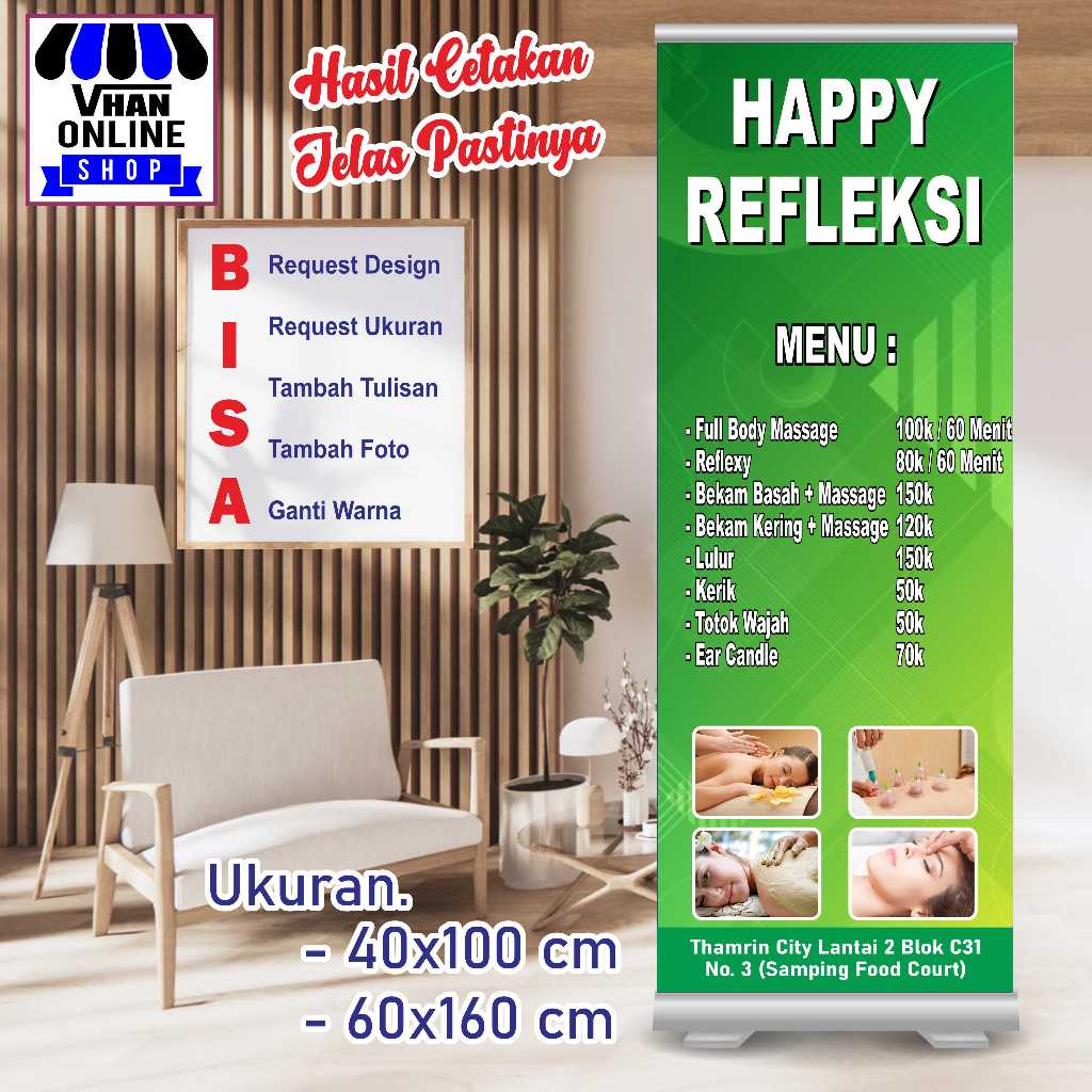 Jual Cetak Spanduk Banner Jasa Pijat dan Bekam Warna Hijau | Shopee ...