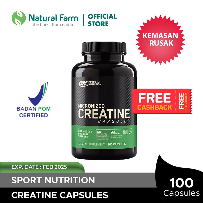 Jual Optimum Nutrition Creatine 2500 mg - 100 Capsules [Kemasan Rusak/Penyok] | Shopee Indonesia