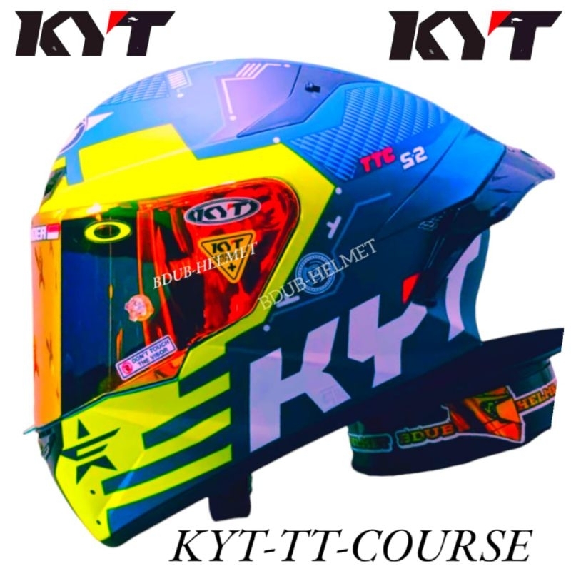 Jual Helm KYT TT course Fulsage yellow matt paket ganteng original KYT | Shopee Indonesia