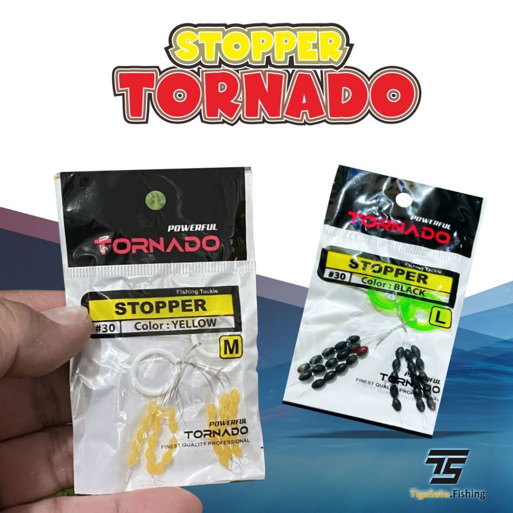 Jual Stopper Alat pancing TORNADO isi 30 butir Kuning bulat dan Hitam ...