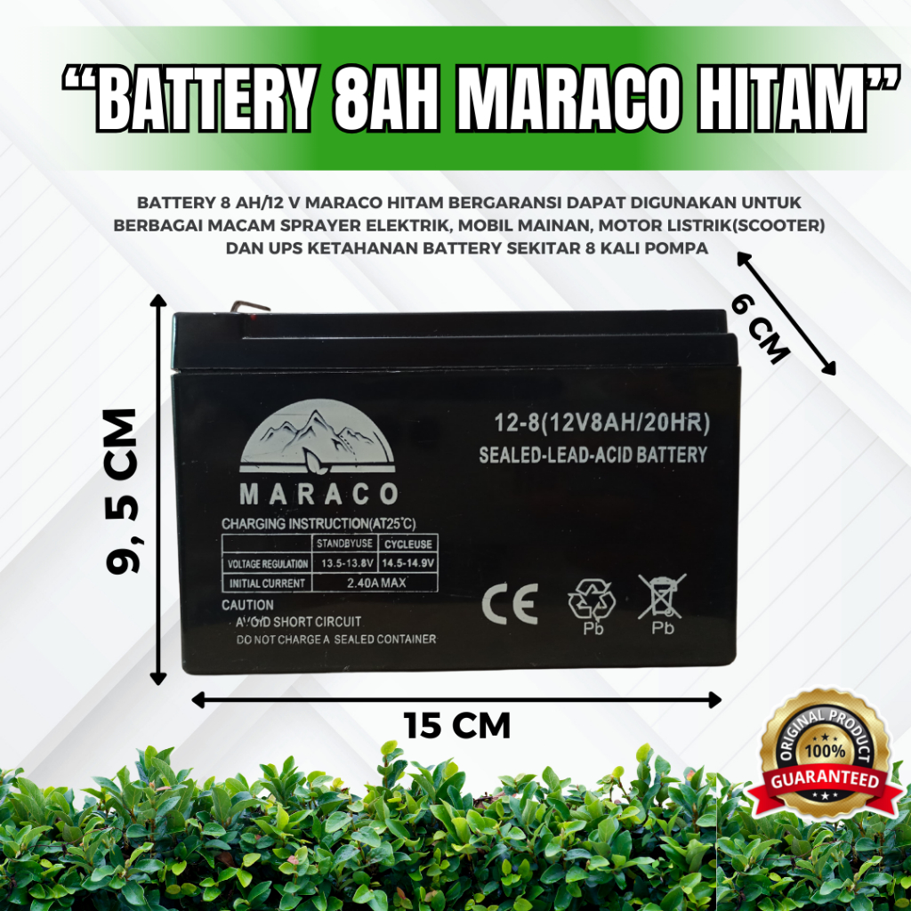 Jual AKI UPS MARACO power 8ah 12v BATTERAI UPS aki kering baterai ...