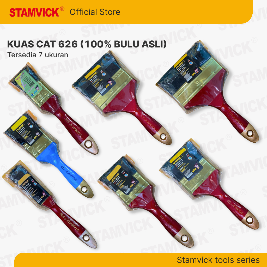 Jual Kuas Cat 626 Premium Stamvick / Kuas Tangan Gagang Kayu Melamin ...