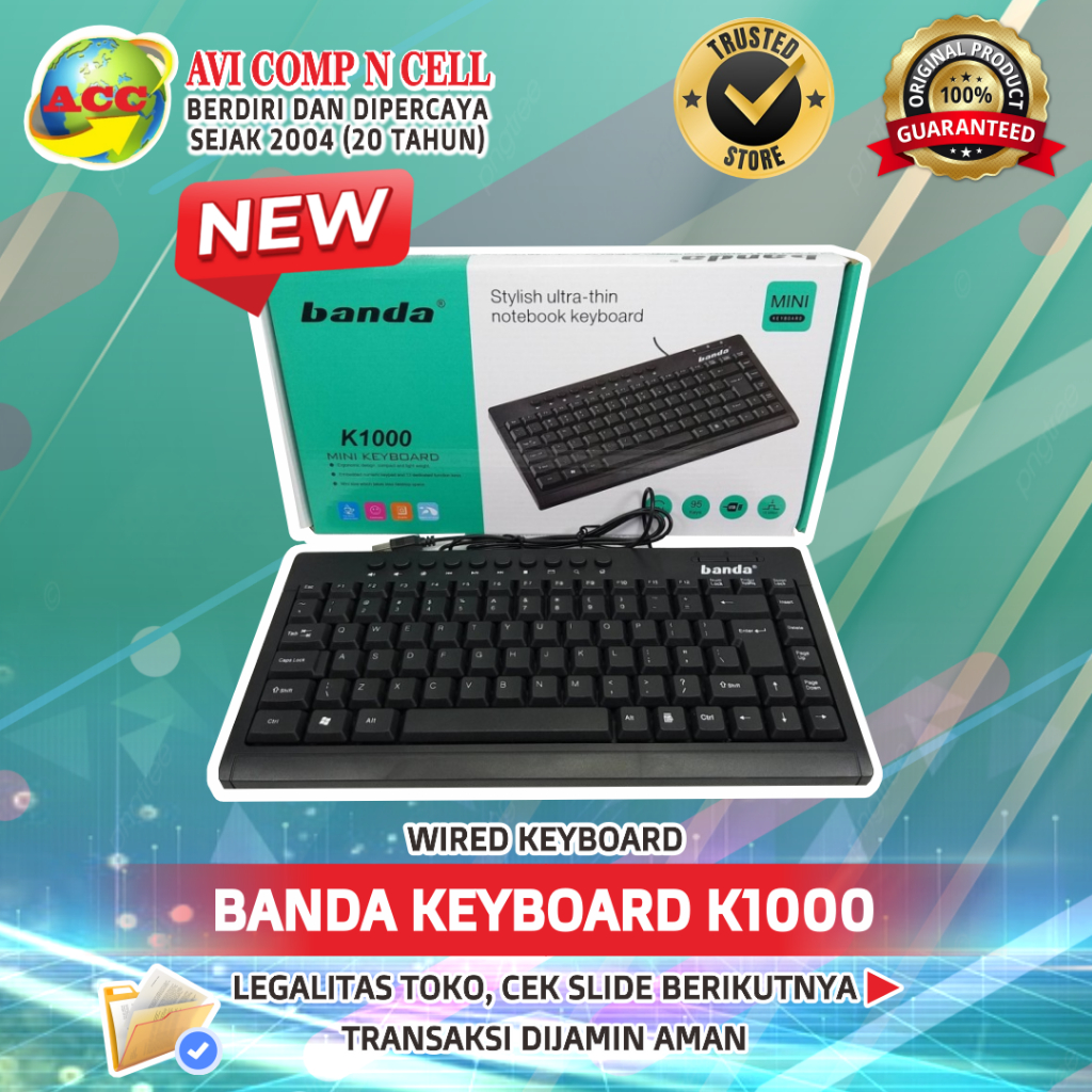 Jual Mini keyboard kabel USB BANDA K1000 ukuran 75 persen untuk PC dan ...