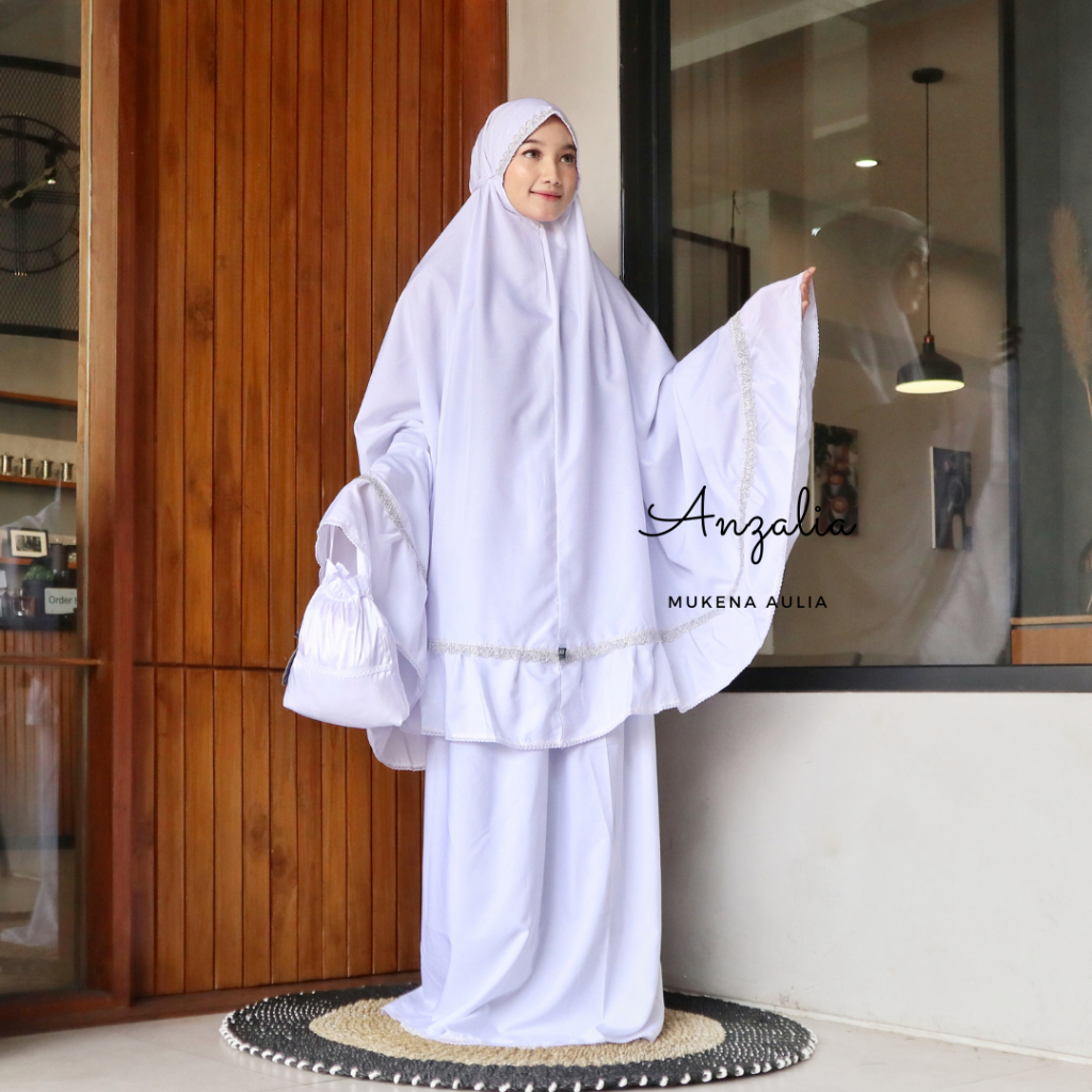 Jual MUKENA PUTIH POLOS UMROH PREMIUM JUMBO TRAVEL SANTRI BAHAN ADEM ...
