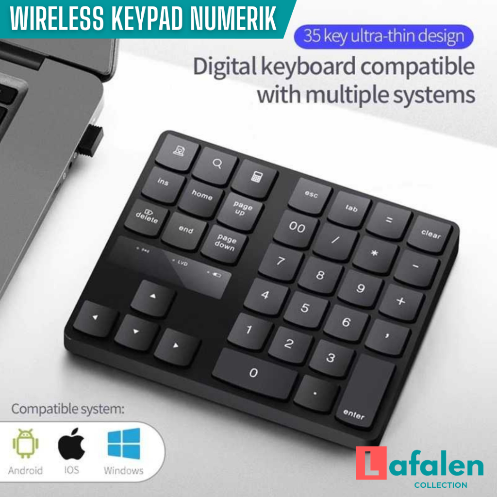 Jual Keyboard Numeric Wireless 35 Tombol / Keypad Numerik Angka Numpad ...