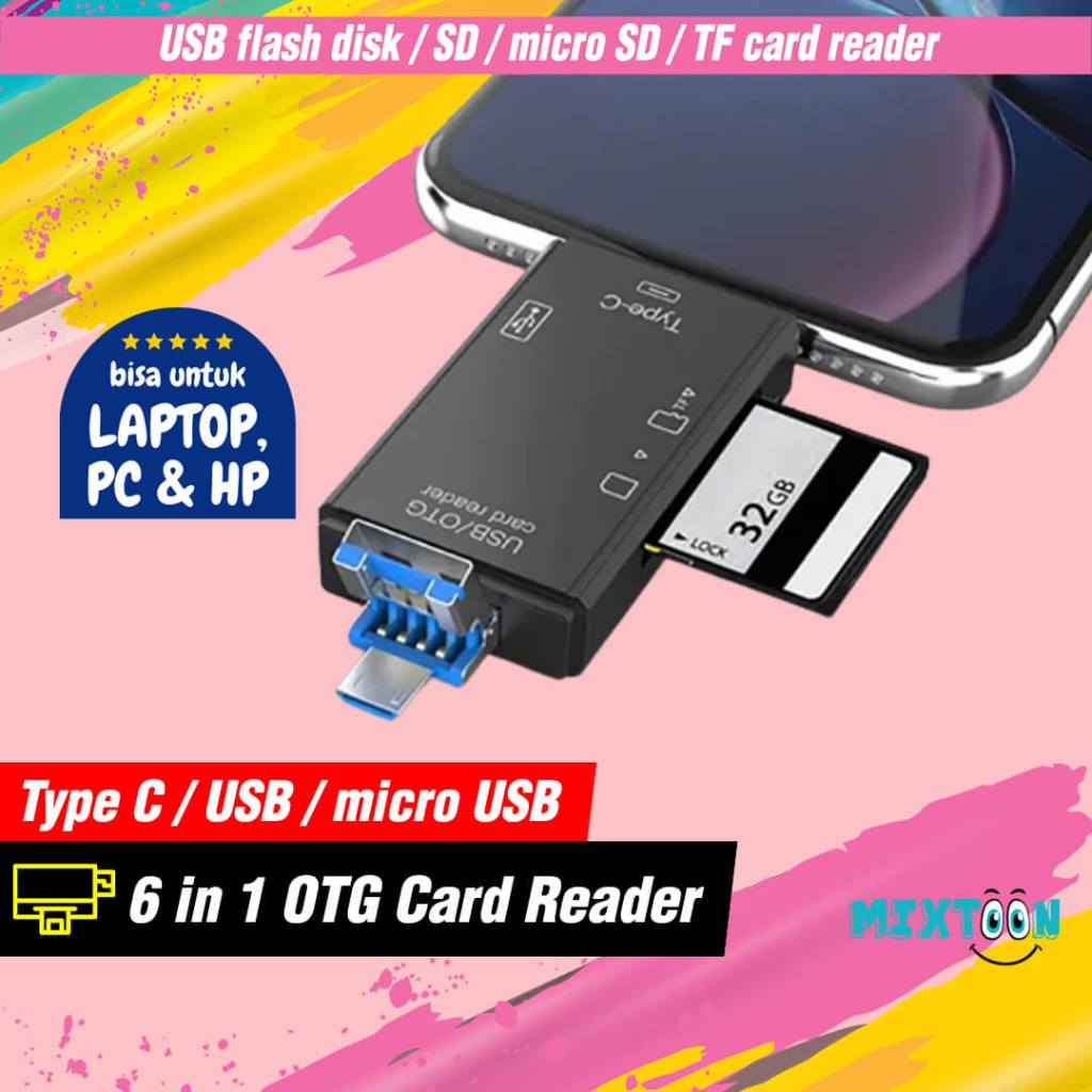 Jual Card Reader with Type C USB and Micro USB for Memory Card SD Card ...