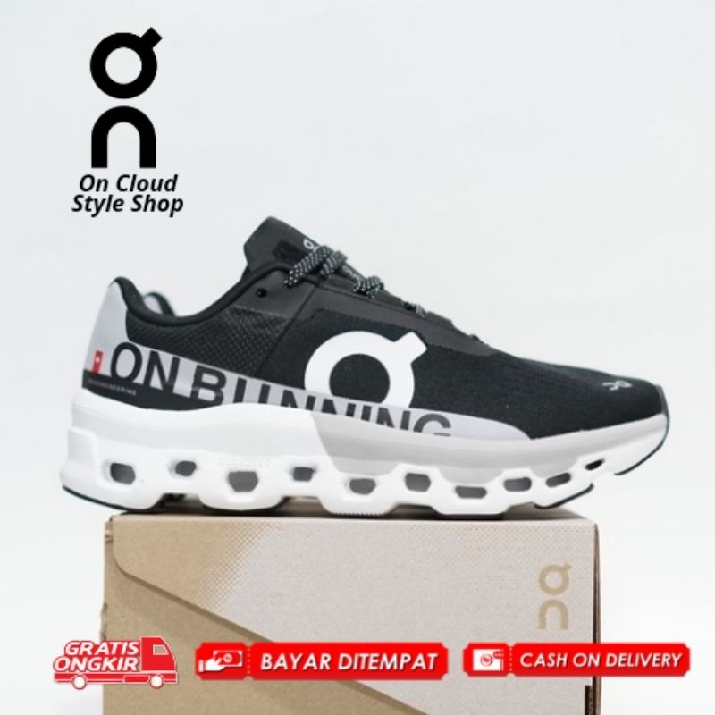 Jual On Running Cloud Monster 2 Black White | Shopee Indonesia