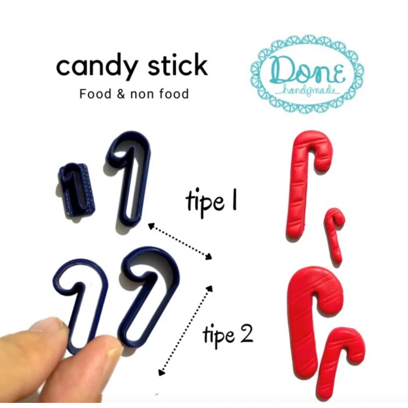 Jual Candy stick cutter christmas cookie cutter clay cutter candy cane ...
