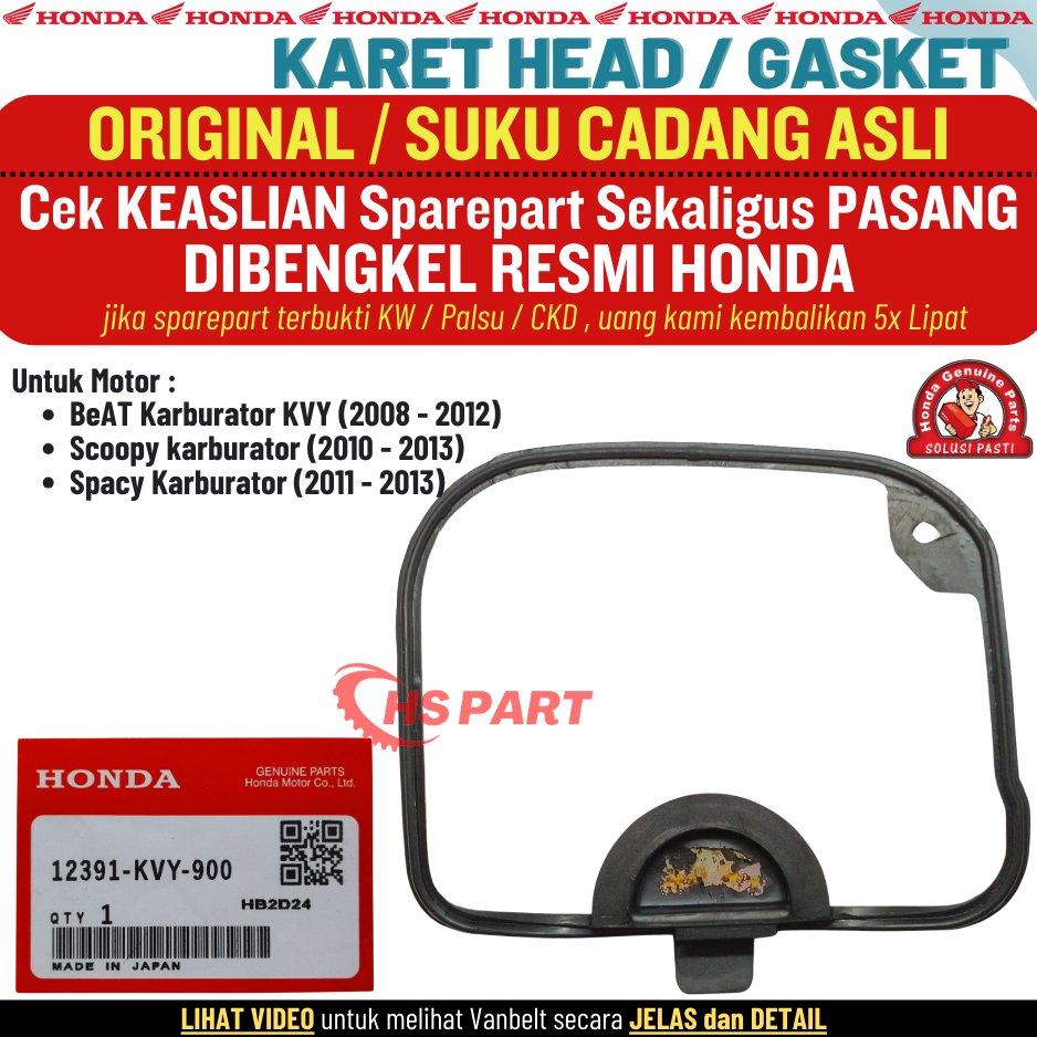 Jual Karet Paking Gasket Cylinder Head Cover Beat Scoopy Spacy Karbu Carbu Original AHM Honda ...