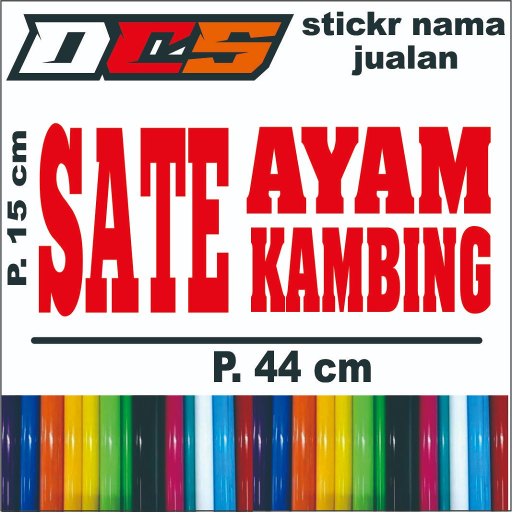 Jual sticker tulisan SATE AYAM KAMBING sticker tempelan untuk nama ...