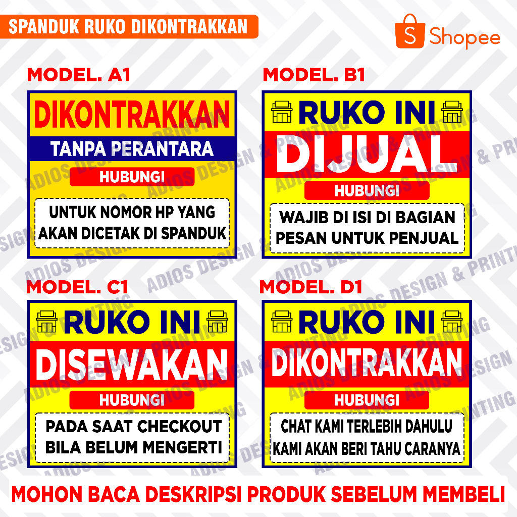 Jual SPANDUK BANNER, RUKO DIJUAL / DISEWAKAN / DIKONTRAKAN | Shopee ...