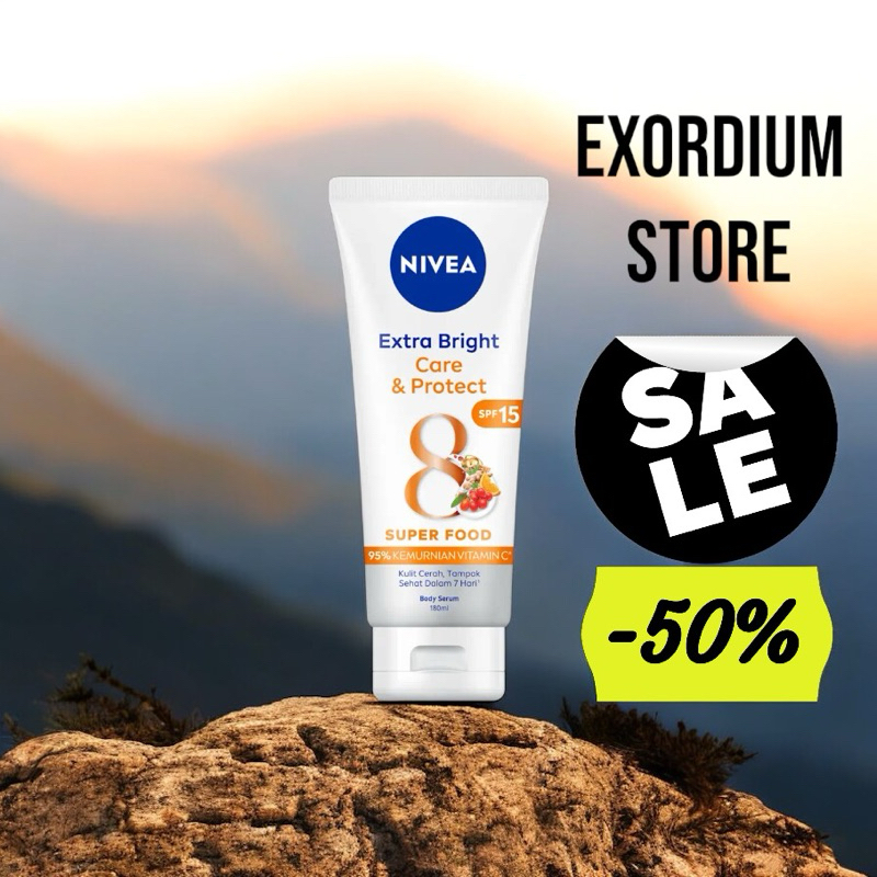Jual NIVEA extra bright care & protect body serum 8 super foods 180ml ...