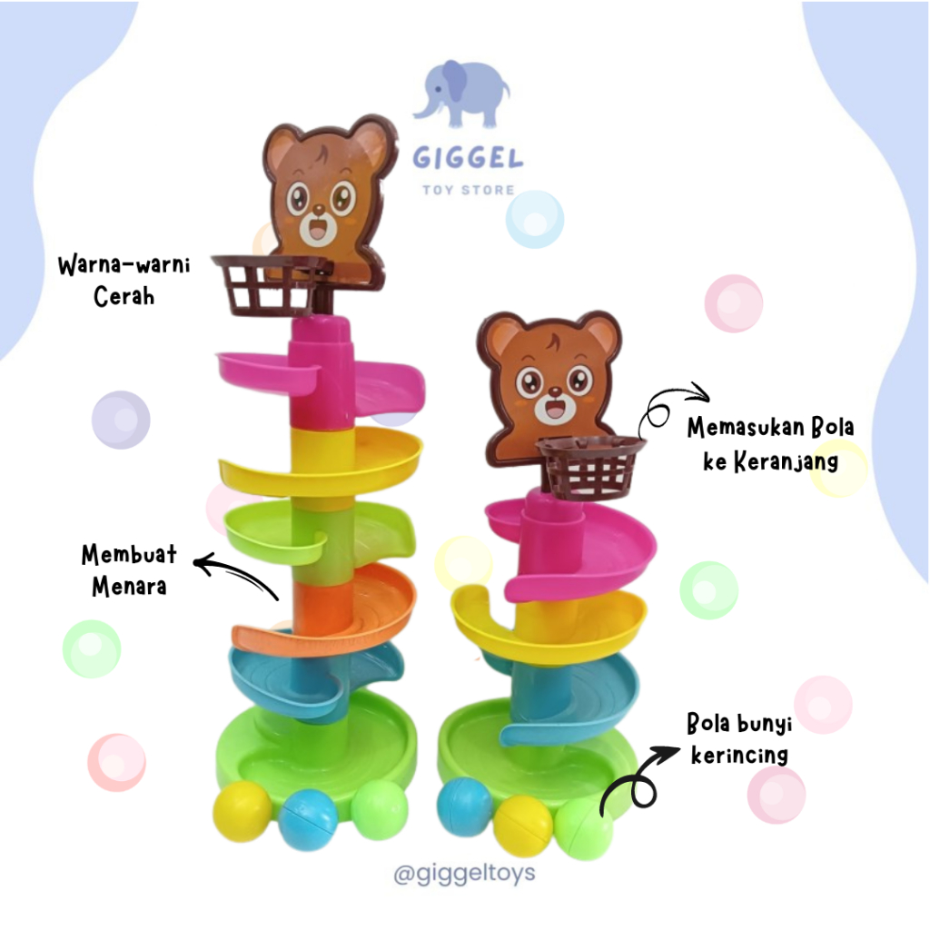 Jual [ Giggel ] Mainan anak ROLLING BALL Slide bola Seluncur 5 tingkat ...
