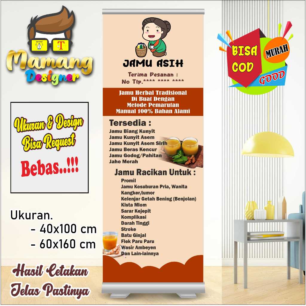 Jual Cetak Spanduk Banner Custom Jualan Jamu atau Minuman Jamu bb ...