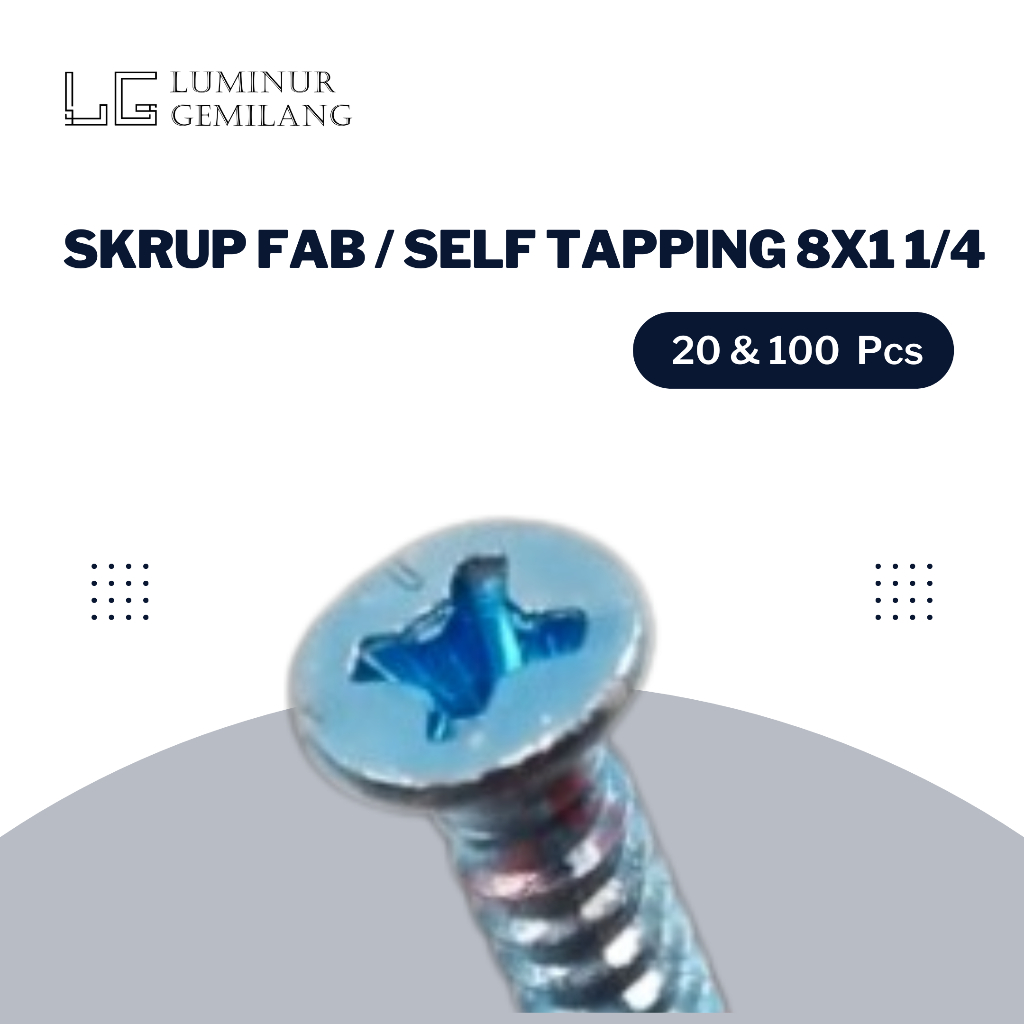 Jual Skrup Sekrup Kayu FAB Kepala Rata/Datar Plus (+) Self Tapping Screw FA+B 8x1 1/4 inch Per ...