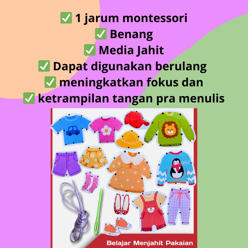 Jual Mainan Edukasi Mainan Montessori Anak Belajar Menjahit | Shopee ...