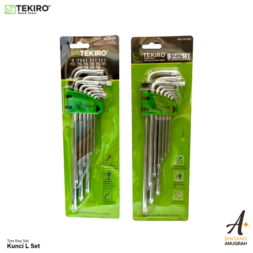 Jual KUNCI L SET TEKIRO BINTANG LOBANG DAN TANPA LUBANG 9 PCS TORX KEY SET | Shopee Indonesia