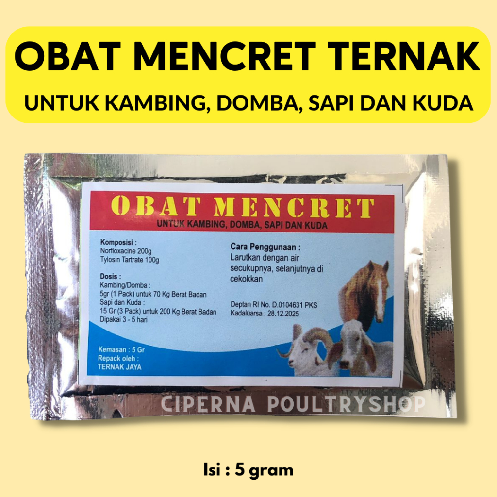 Jual Obat Mencret Hewan Ternak isi 5 Gram Antibiotik untuk kambing ...