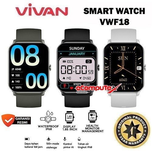 Jual SMART WATCH VIVAN VWF18 WATERPROOF 1.85" INCH | JAM TANGAN PINTAR ...