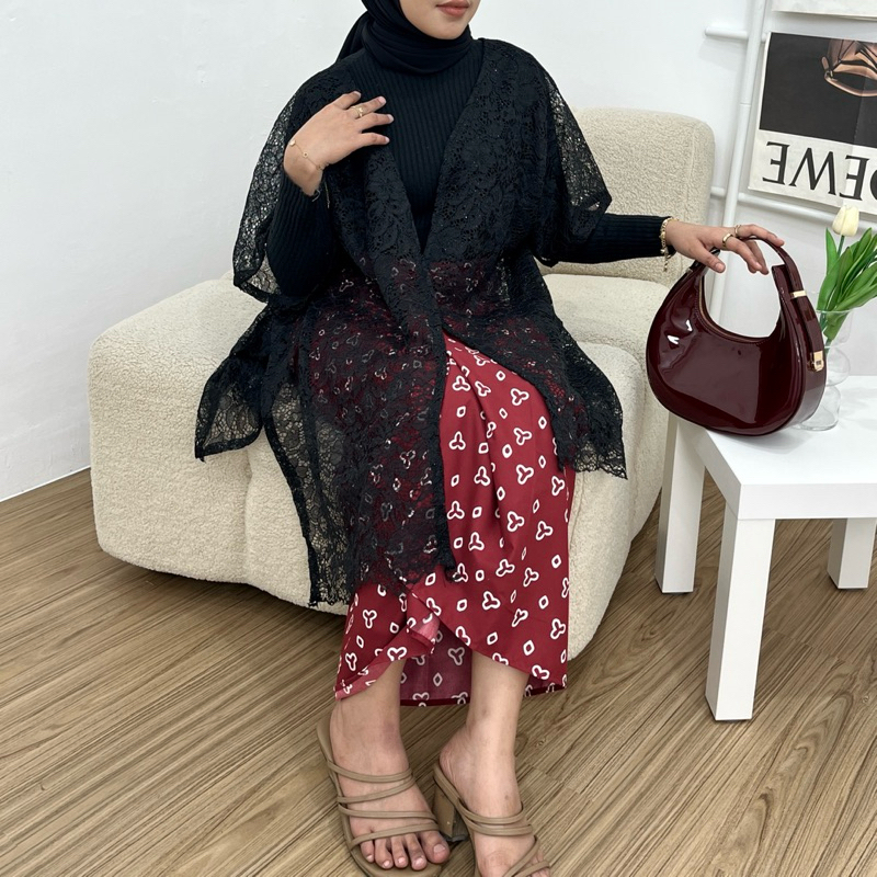 Jual outer brukat [ READY STOCK BANYAK WARNA ] Ghania lace vest - outer ...