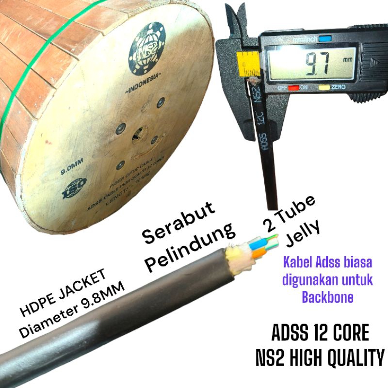 Jual kabel fo adss 12 core 2 tube 3km NS2 high quality backbone fiber ...