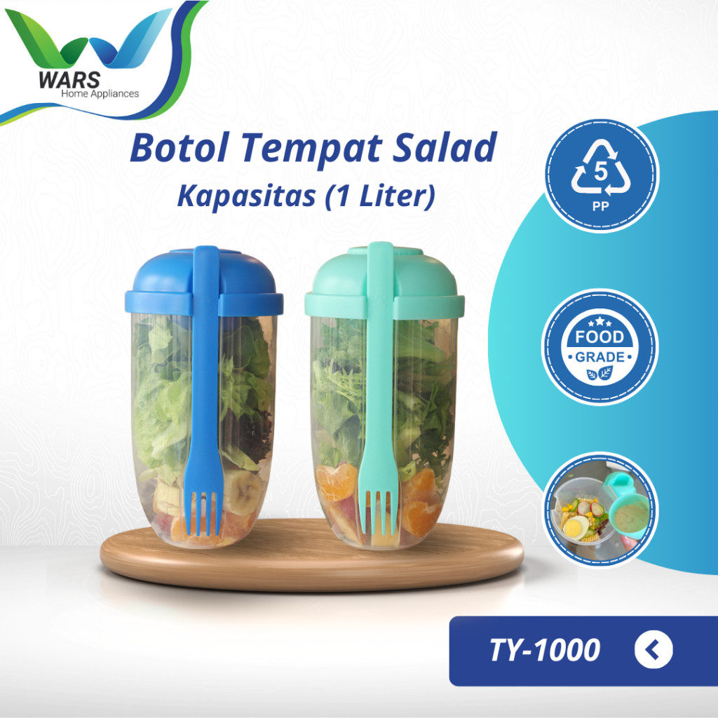 Jual WARS Botol Tempat Salad Dengan Garpu Cup Salad Protable | Shopee ...